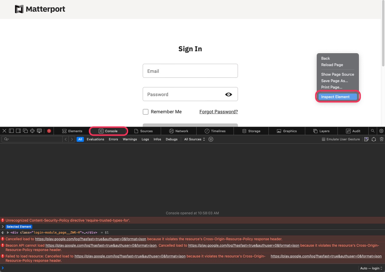 Send Information About Your Browser's Developer Console to Customer Support