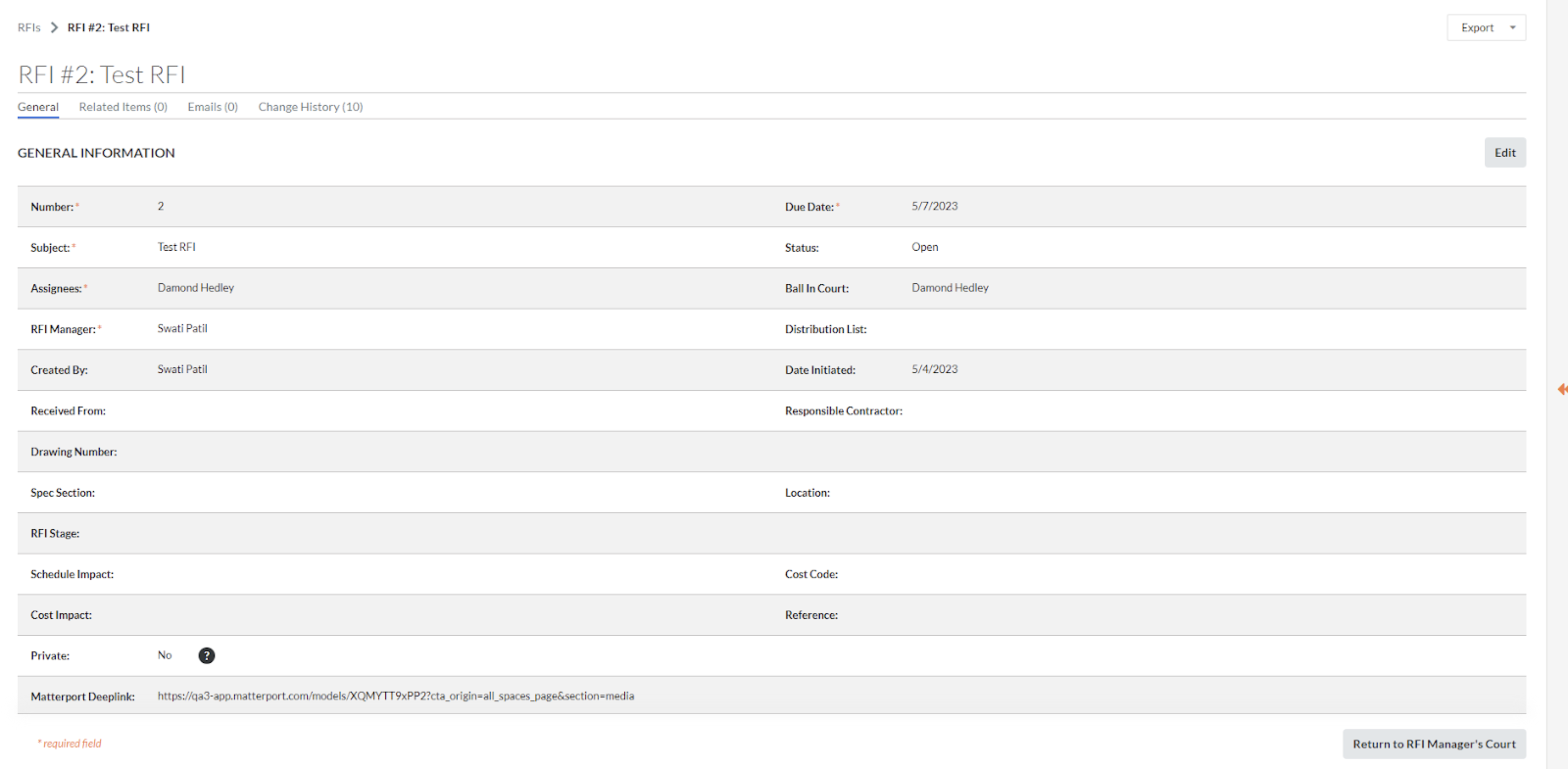 Integration with Procore