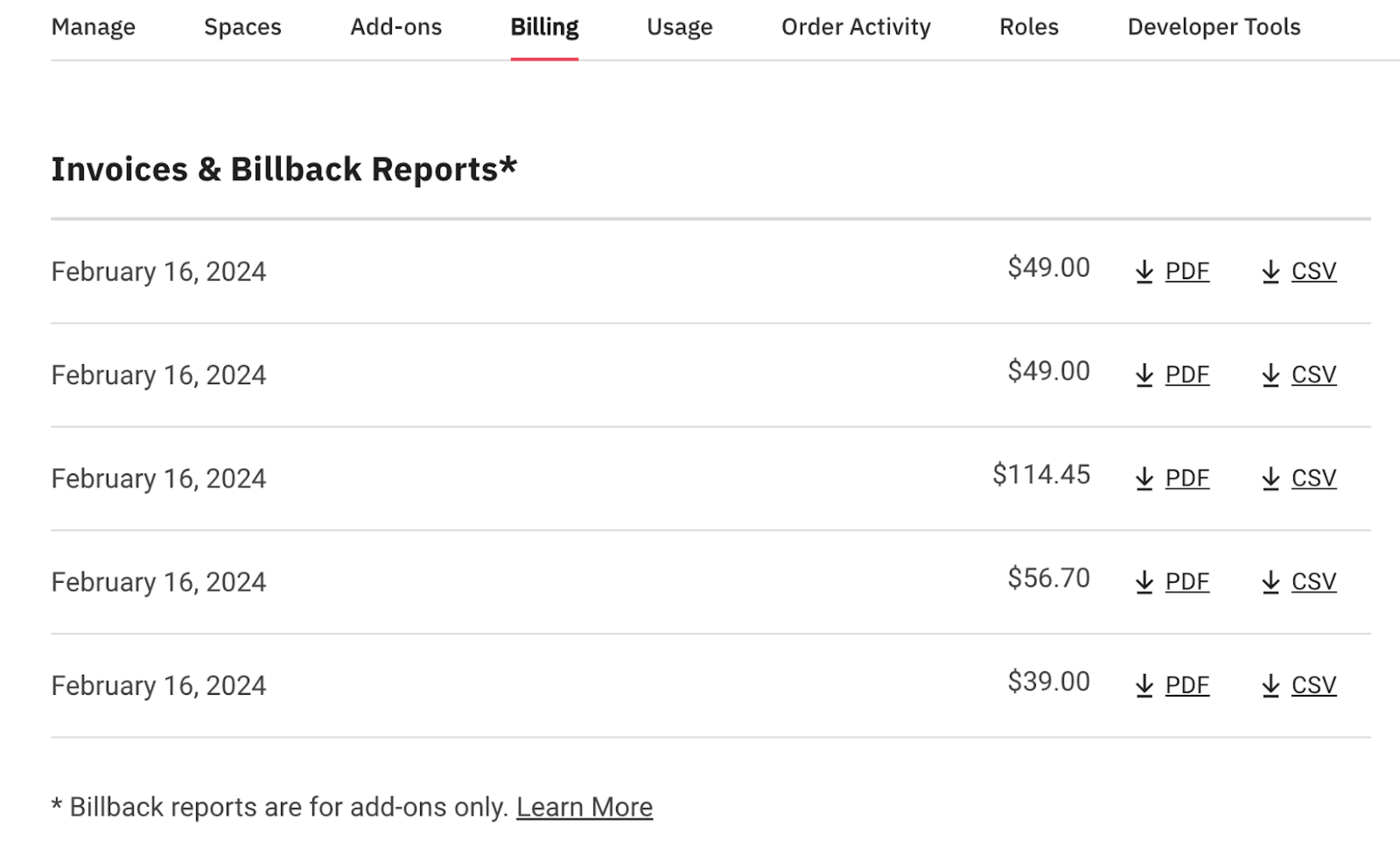 Review Billback Reports